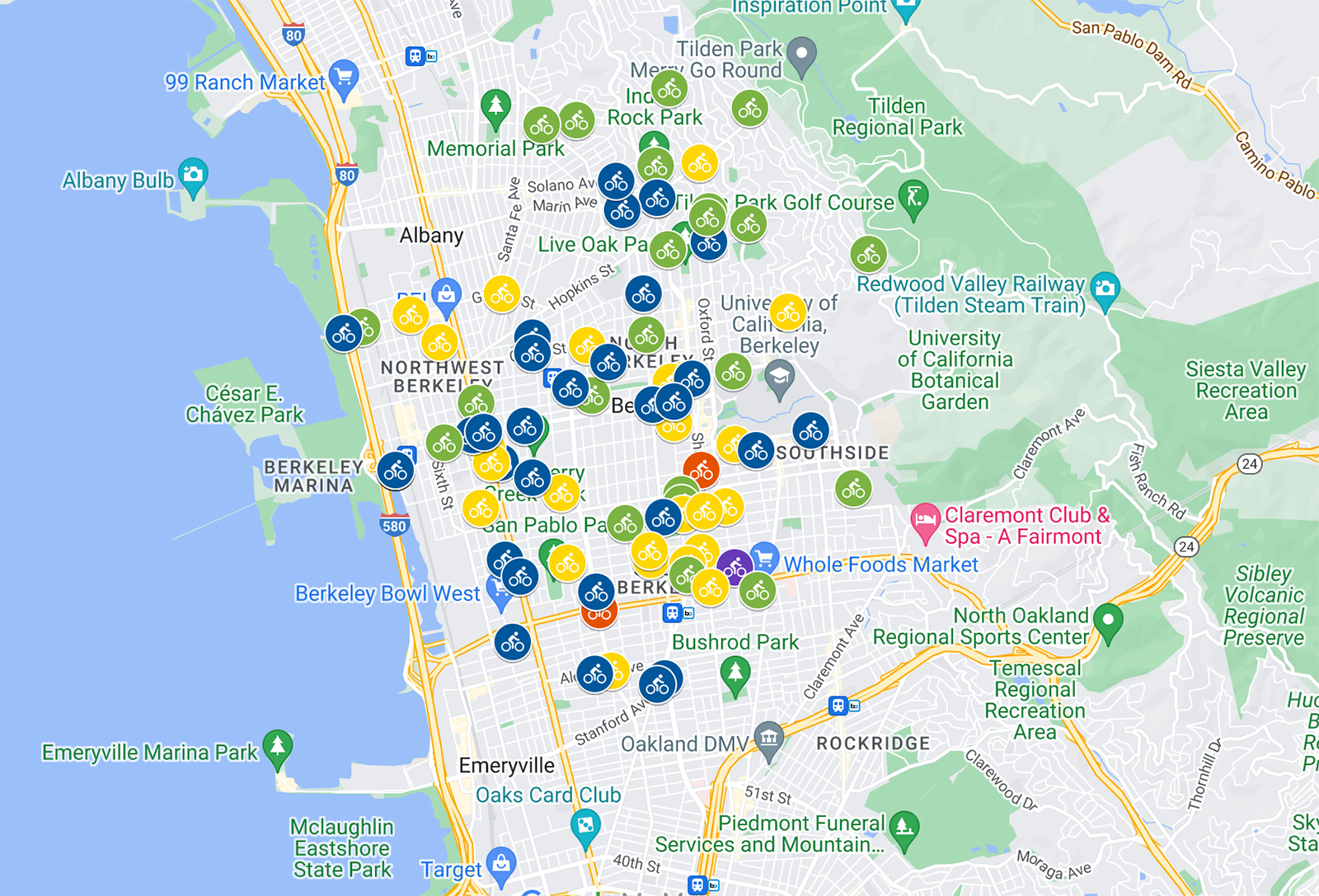 Berkeleyside interactive maps: Cyclist and pedestrian injury crashes in ...
